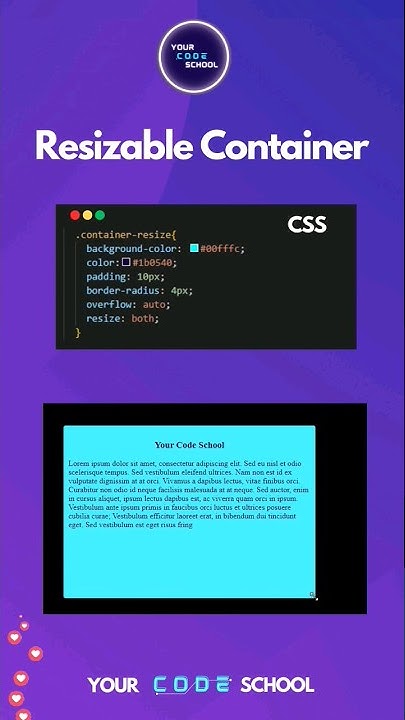 Resizable container using HTML & CSS 👨🏼‍💻🤩 | Your Code School #javascript #yourcodeschool - YouTube