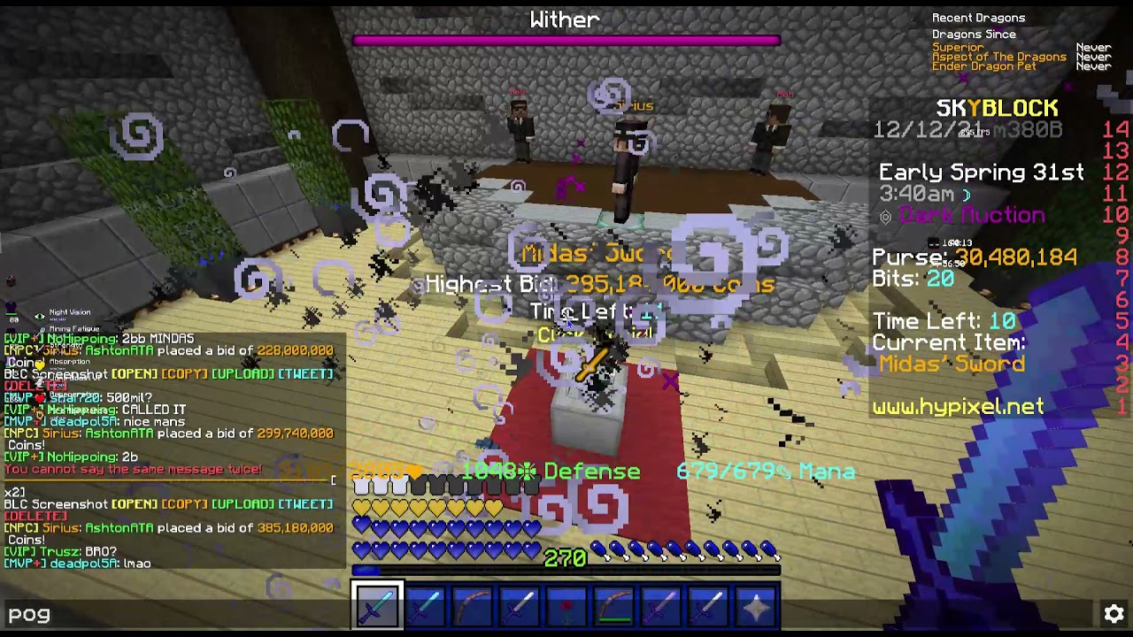 1B Midas Sword Bid in Dark Auction | Hypixel Skyblock - YouTube