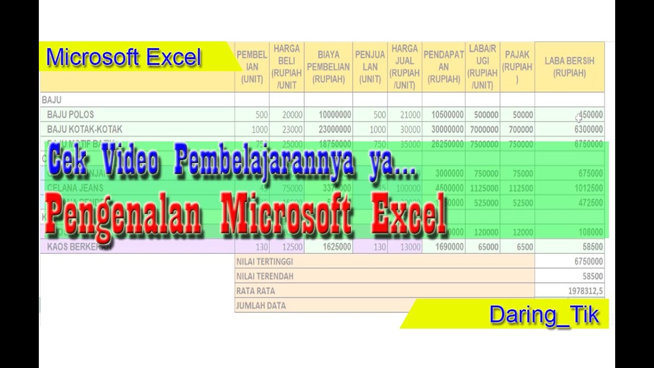 BELAJAR EXCEL #1 : Belajar Microsoft Excel || Format Sheet pada Excel ...