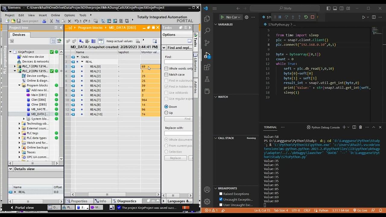 COMMUNICATION S7-1200 SIEMENS WITH PYTHON SNAP7 - YouTube