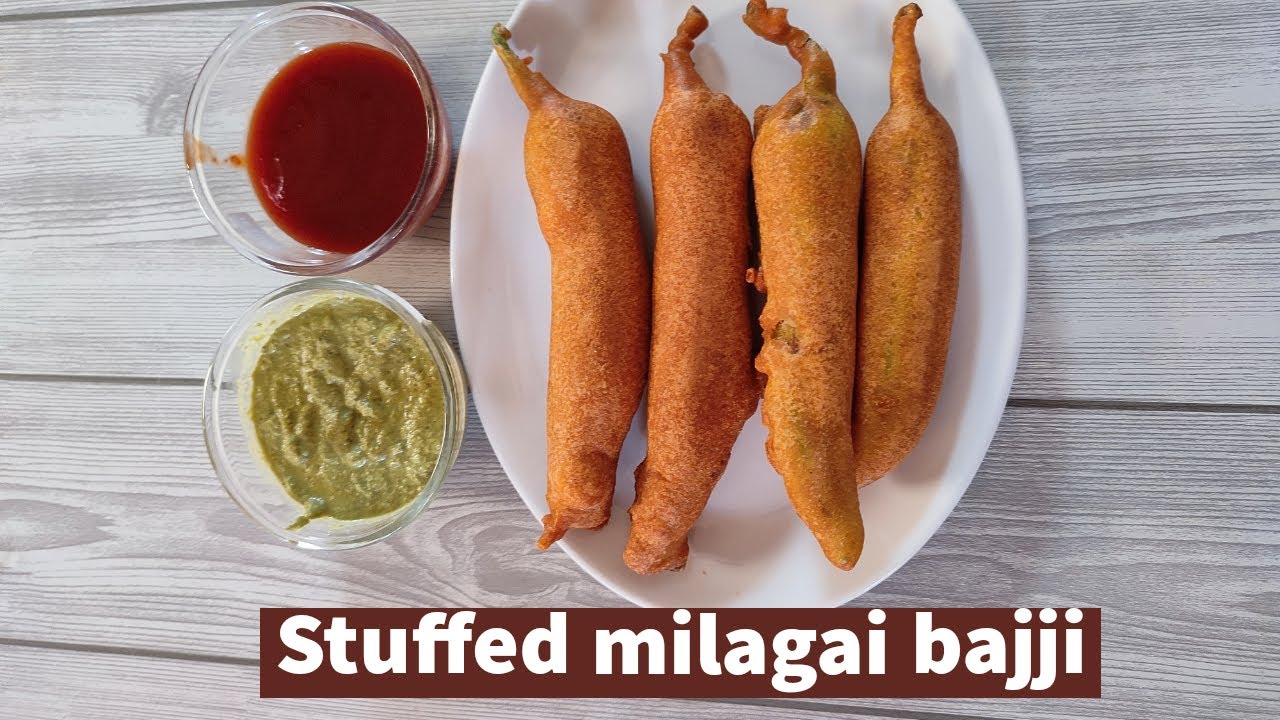 Stuffed Milagai Bajji Recipe in Tamil | Chilli Bajji | Mirchi Bajji ...