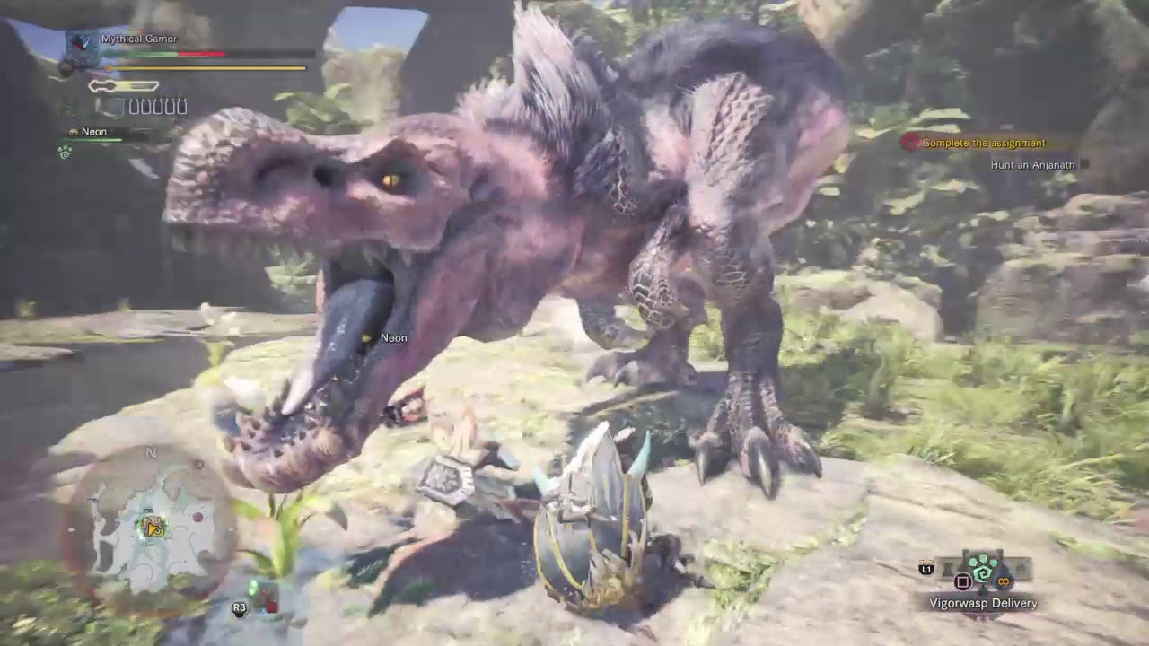 Killing the Anjanath pt.1 (Monster Hunter World) - YouTube