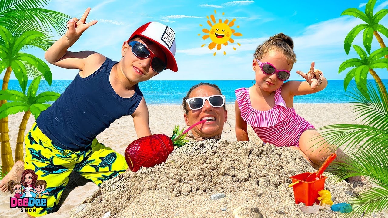 Matteo and Gabriella have fun with DeeDee at the beach | Funny story for kids. - YouTube