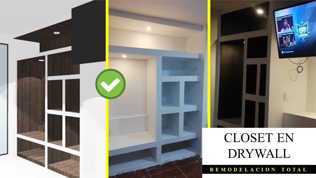 CLOSET EN DRYWALL | Remodelación total de habitación - YouTube