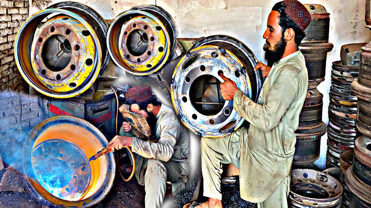 Incredible Repairing Process Of Cracked Truck Rim || Complete ...