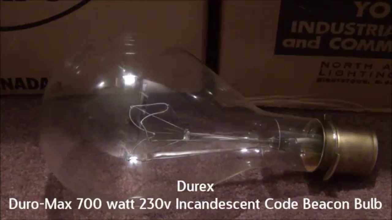 Durex Duro-Max 700 watt 230v Incandescent Code Beacon Bulb - YouTube