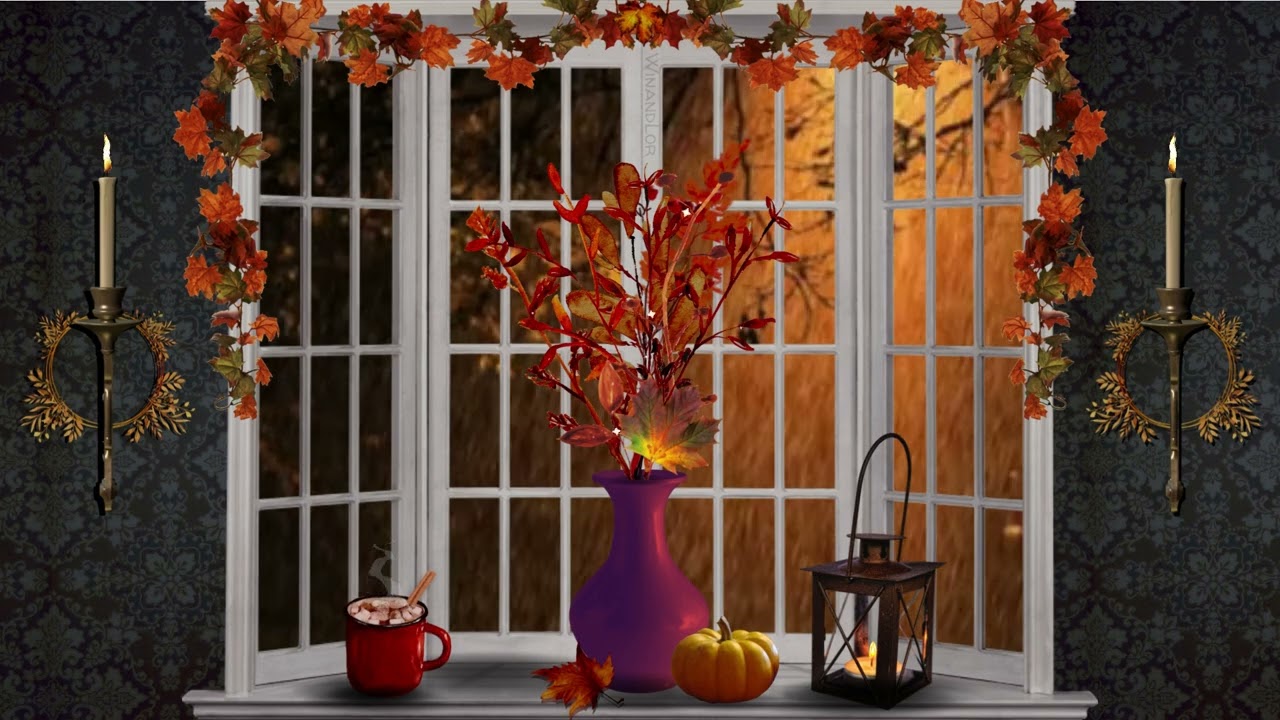 Cozy Fall Window on Rainy Autumn Night - Relaxing rain on window, Sleep ...