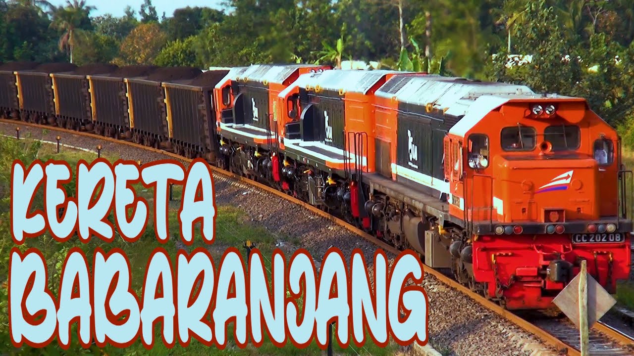 Kereta Api Batu Bara Rangkaian Panjang (Babaranjang) 3 Lokomotif CC202. - YouTube