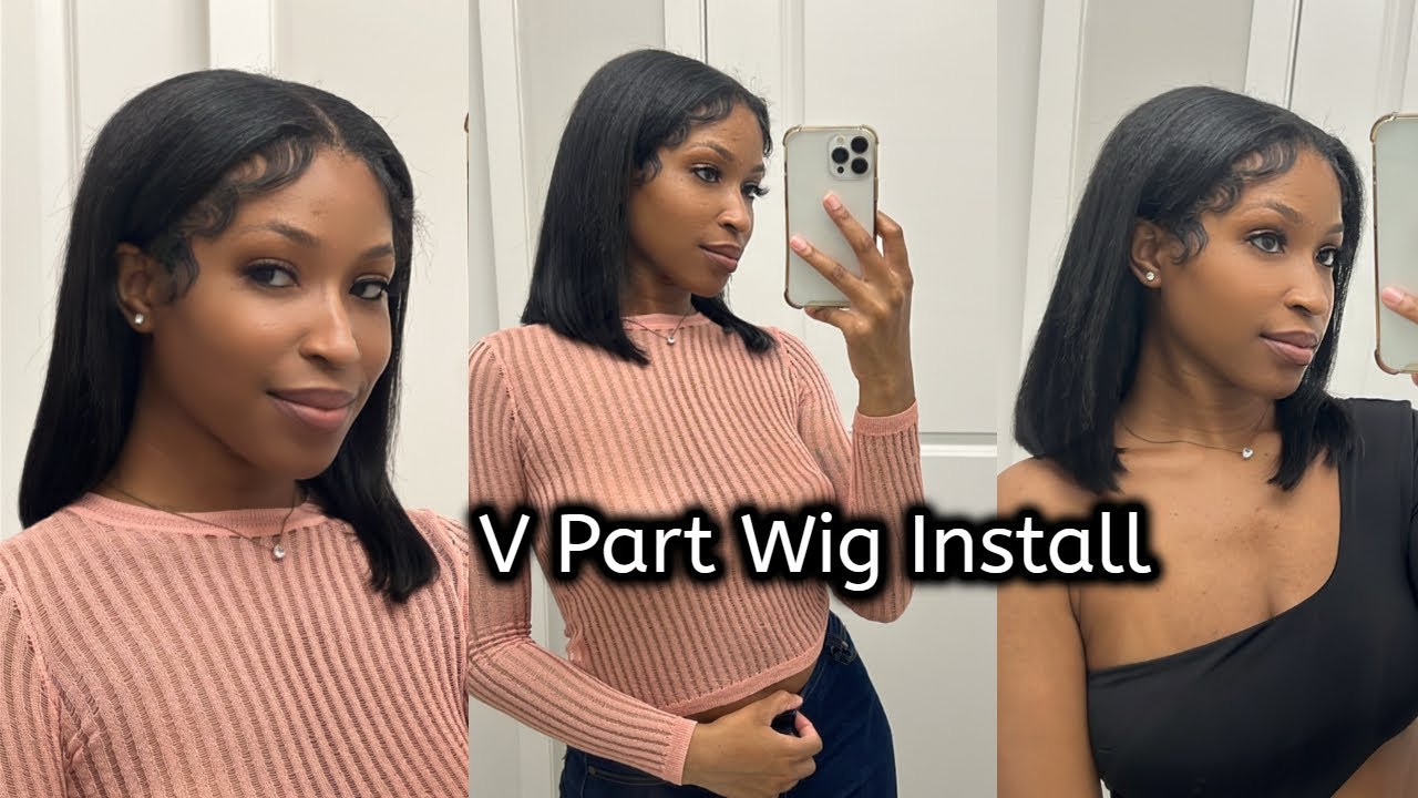V Part Wig Install on 4C Hair - YouTube