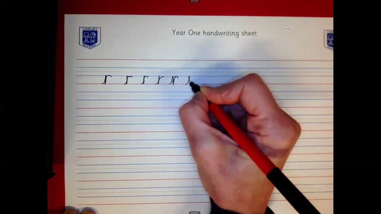 Handwriting joining r and e - YouTube