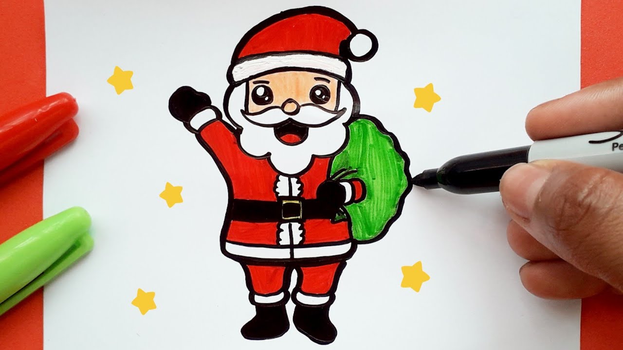 Como desenhar Papai Noel Kawaii | Desenho para desenhar - Drawing to ...