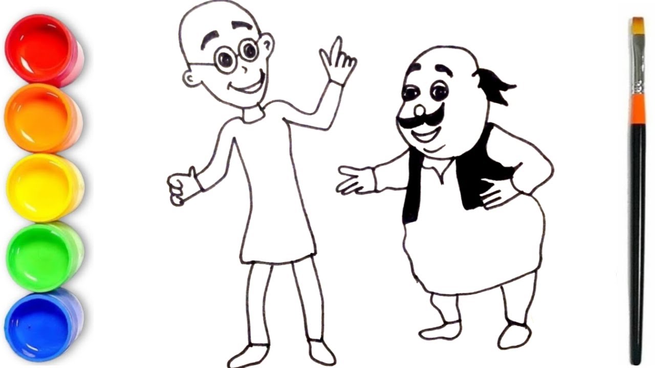 How to draw Motu Patlu, Motu Patlu Drawing - YouTube
