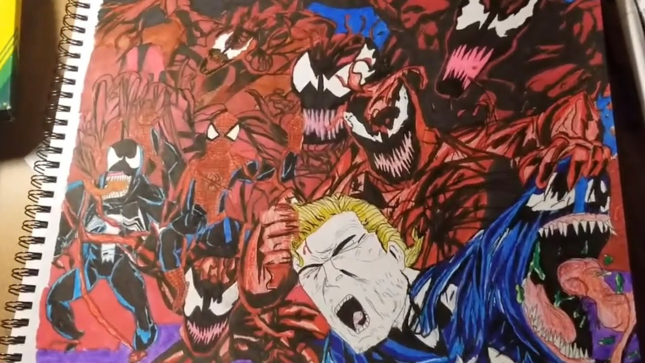 Marvel’s Carnage Collage Art. My First Speed Re-Drawing - YouTube