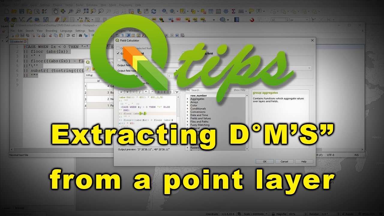 QGIS - Extracting x y coordinates in D°M'S" - YouTube