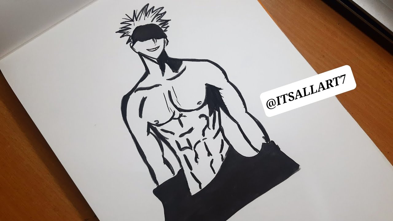 How to draw gojo satoru full body // how to draw gojo satoru shirtless ...