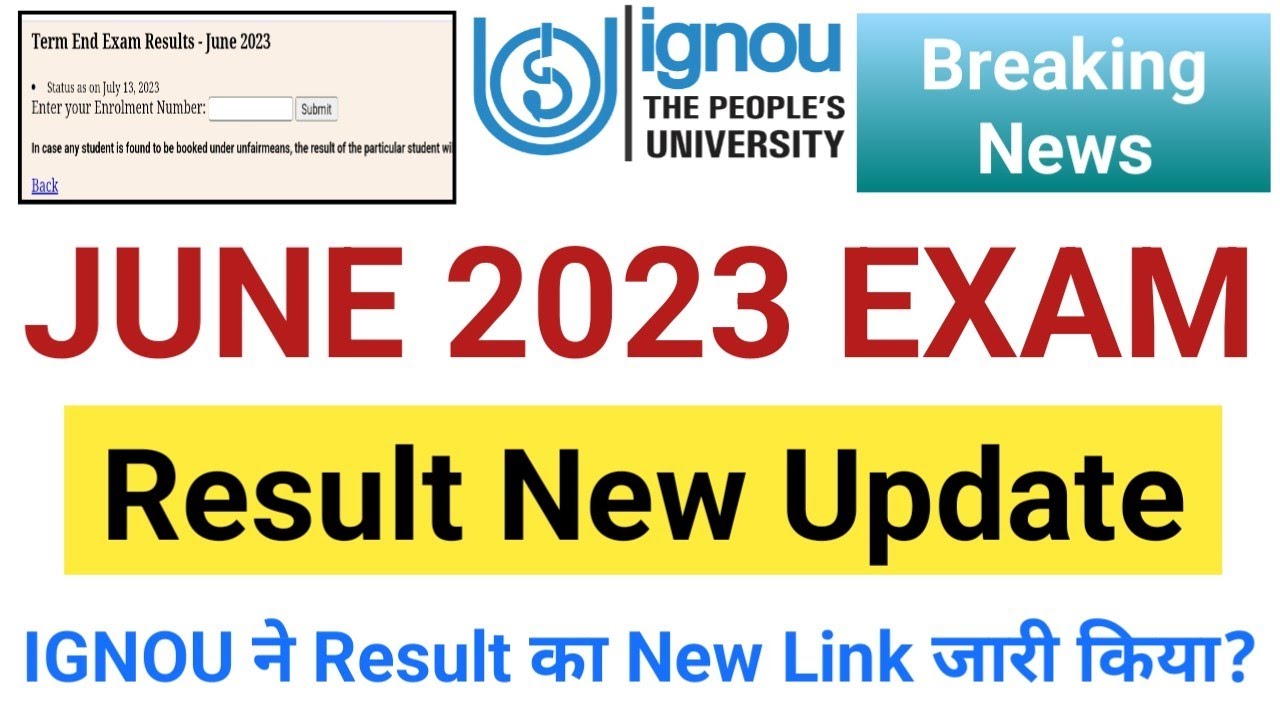 (Breaking News) IGNOU June 2023 Exam Result New Update | ignou Result ...