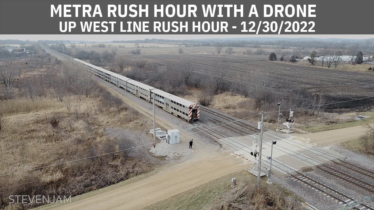 Metra Rush Hour From Above - Drone Testing - UP West Line - 12/30/2022 ...