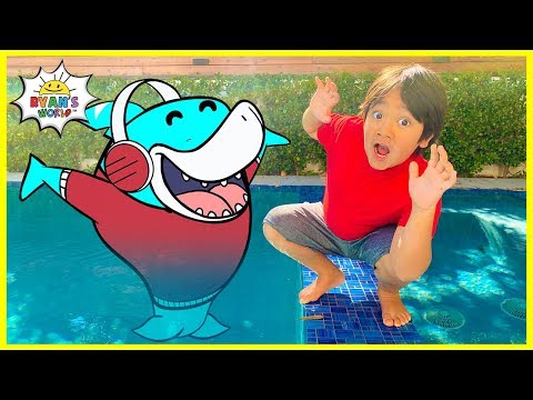 Ryan Pretend Play with Big Gill and Learn Shark Facts for kids!!!