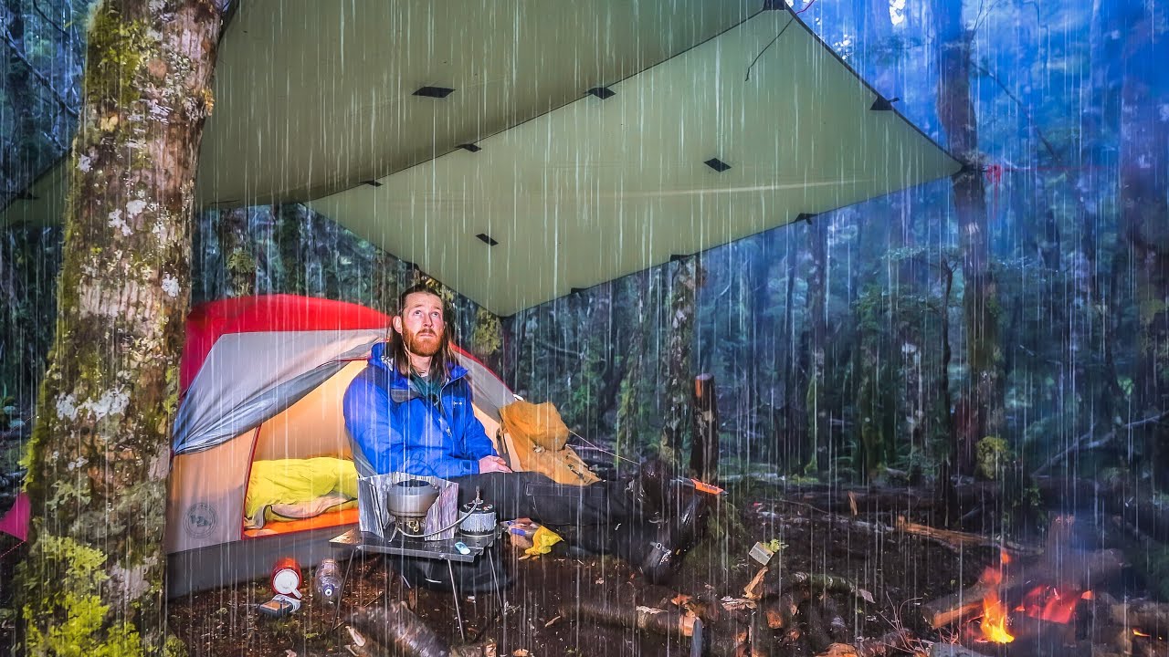 Winter TENT Camping in HEAVY Rain - Solo Wild Camp - Campfire - YouTube