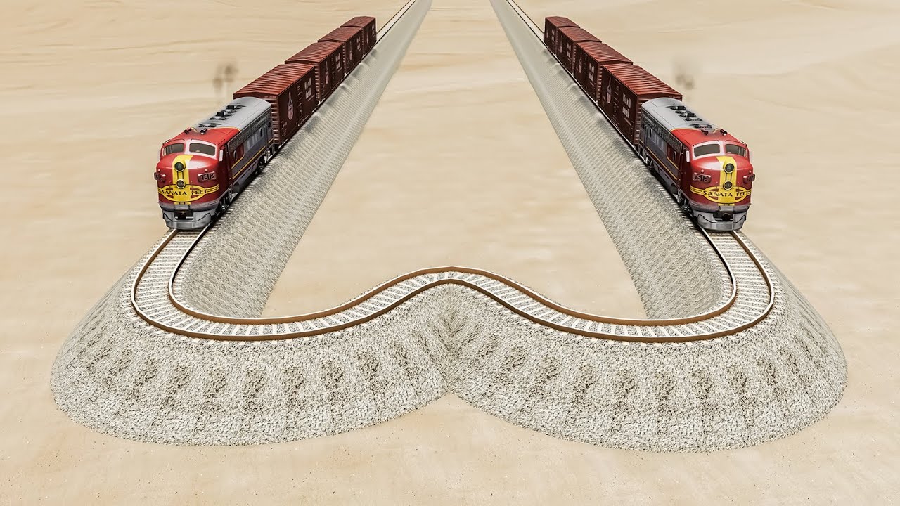 Big Mistake W Shape Overlapping Rail Tracks Vs Train Crossing - BeamNG ...