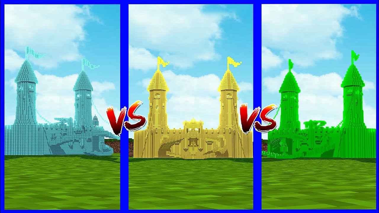 CASTLE OF EMERALD Vs CASTLES OF DIAMOND AND GOLD! 🔶🤑🤑 MINECRAFT BUILDS ...