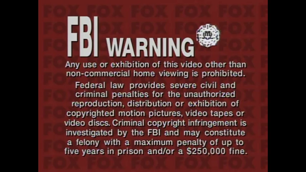 FBI Warning Screen/20th Century Fox Home Entertainment (2004) - YouTube