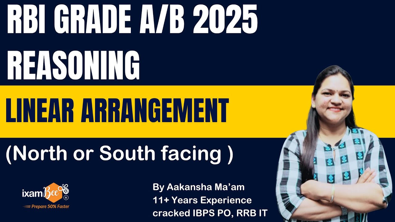 RBI Grade A/B 2025 Reasoning || Linear Arrangement - North or South ...