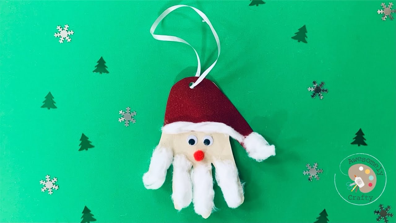 Handprint Santa Claus Ornament Craft - YouTube