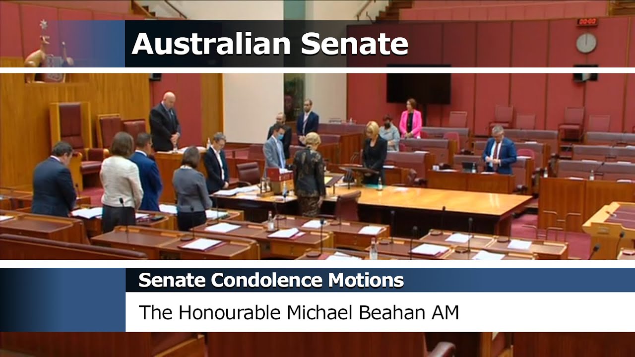 Senate Condolence Motions - The Honourable Michael Beahan AM - YouTube