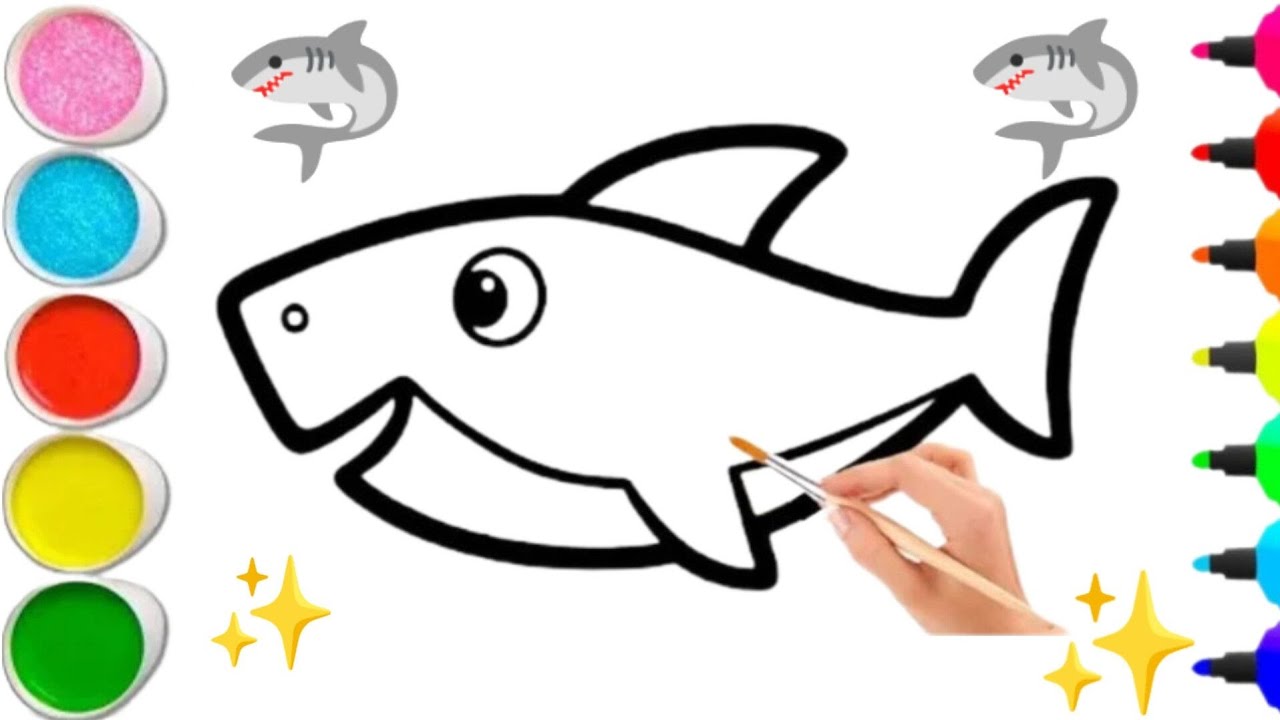 Shark drawing for kids and Toddlers | Easy Baby Shark Drawing, sea ...