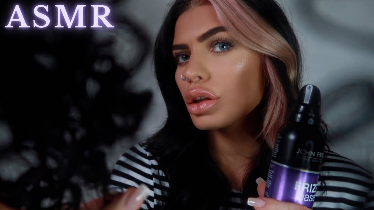 ASMR Styling Your Curly Hair In Class 🌀 (water spray & mousse sounds ...