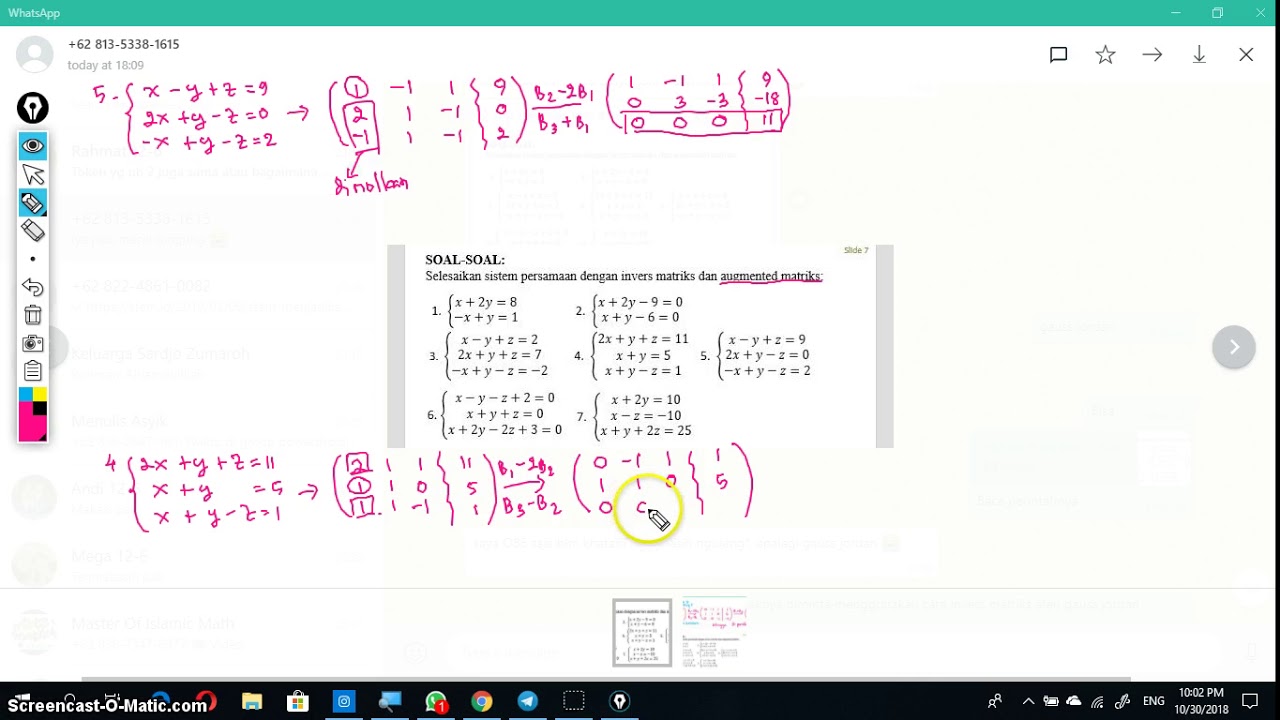 Menyelesaian SPLTV dengan Gauss Jordan (Augmented Matriks) atau Operasi ...