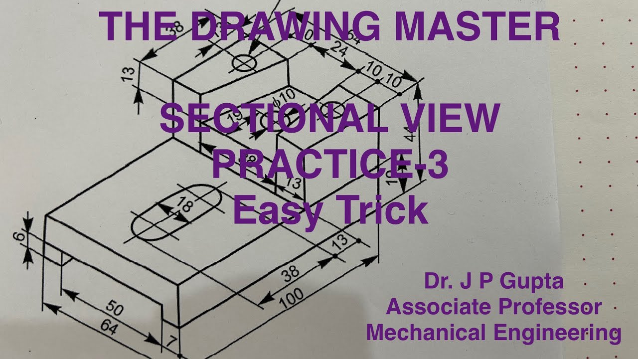 Full Sectional Front View | Practice-3 | Orthographic Projection ...