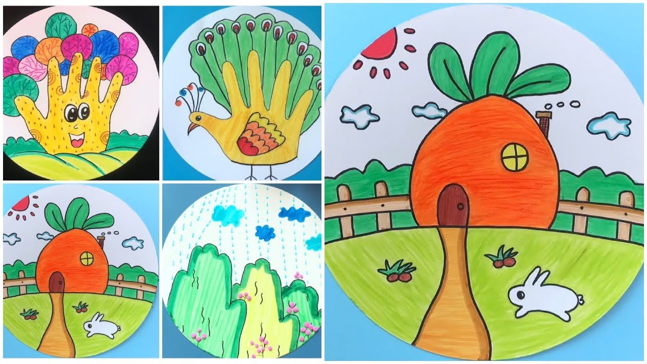 Handprint House drawing ideas for kids | Colorful Drawings for Kids ...