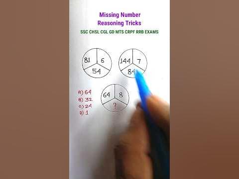 Missing Number| Reasoning Tricks | Reasoning Classes for SSC CGL CHSL MTS CRPF RRB|| #shorts ...