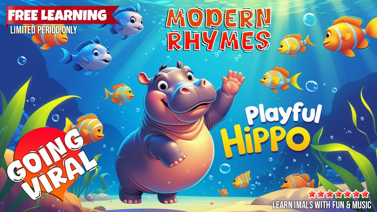 Hippo rhymes nursery preschool childrensong kids kinder animal learning ...