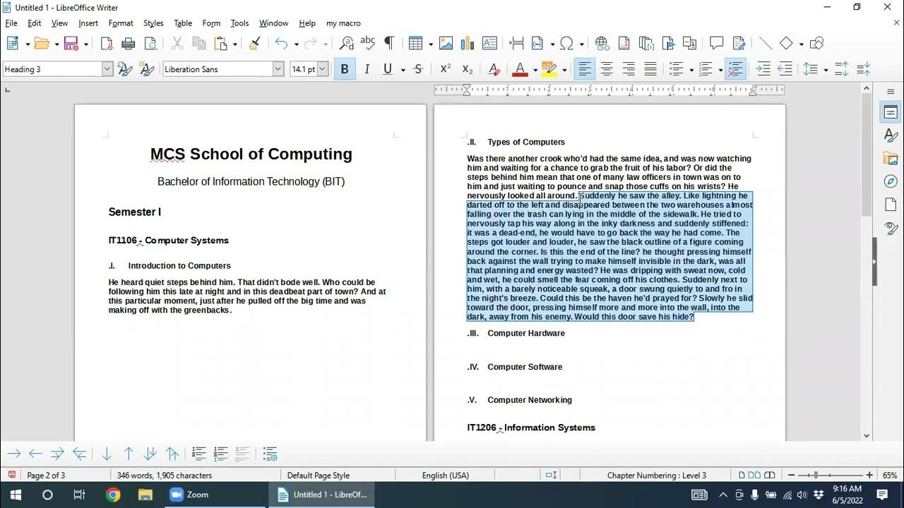 BIT Semester 1 - FOSS Writer - YouTube