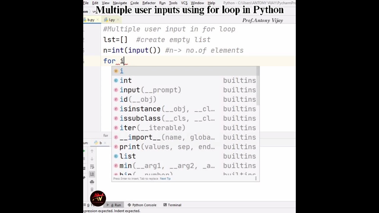 Multiple user inputs using for loop in Python| #shorts | list | append | range | Prof.Antony Vijay - YouTube Multiple user inputs using for loop in Python| #shorts | list | append | range | Prof.Antony Vijay - YouTube