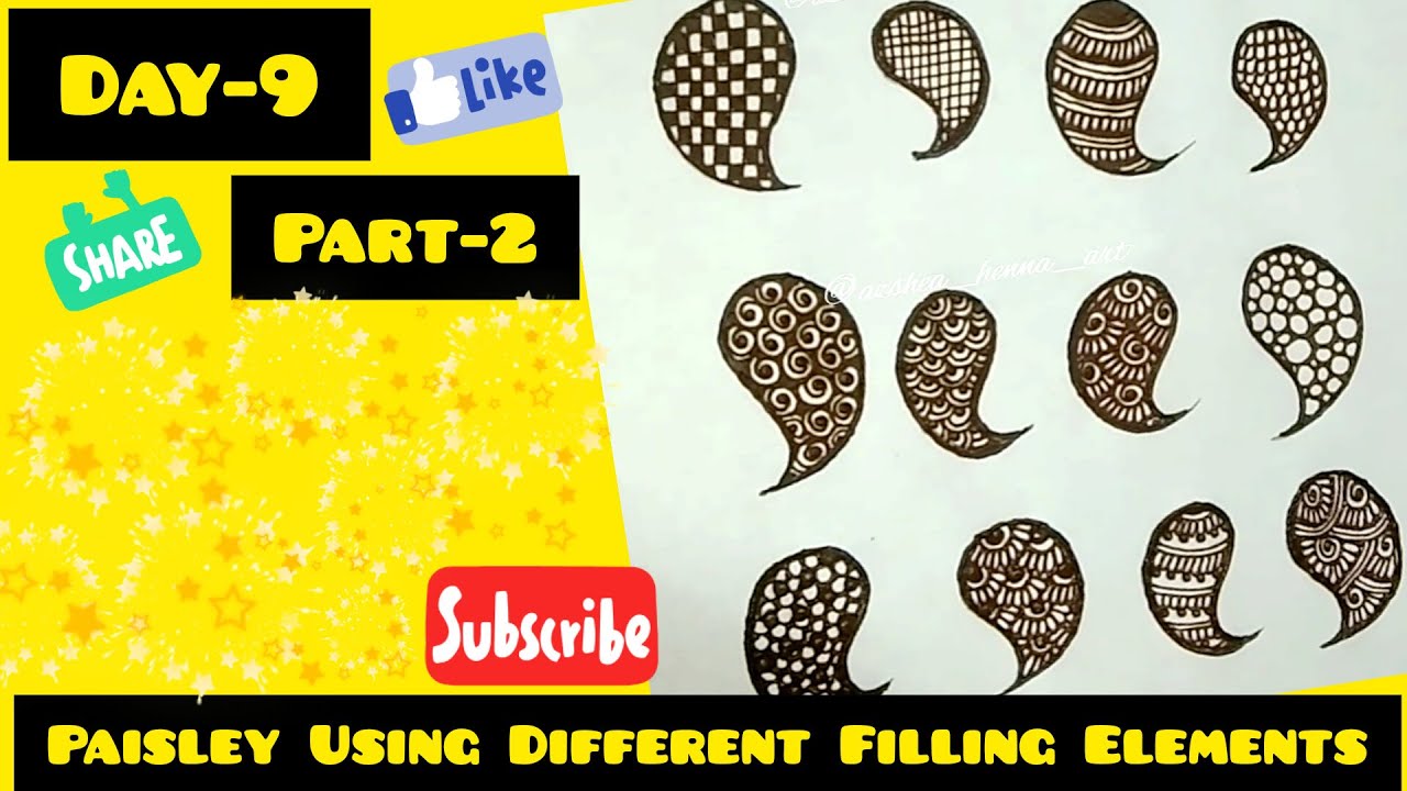 Paisley Using Different Filling Elements | Day-9/Part2 | Easy Paisley ...