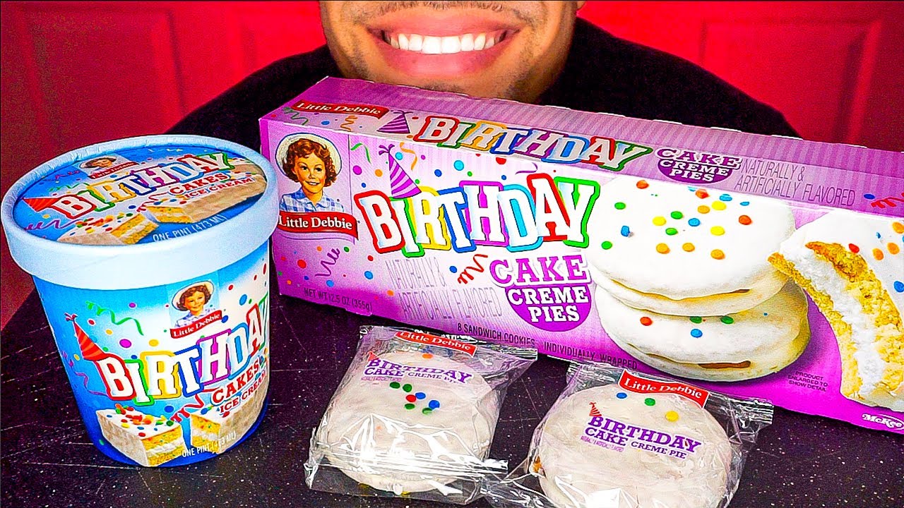 LITTLE DEBBIE BIRTHDAY CAKE ICE CREAM CREME PIES CANDY TREATS ASMR ...