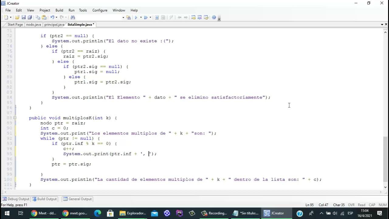 08 - Listas Simples en Java - múltiplos de k - derivada de un polinomio ...