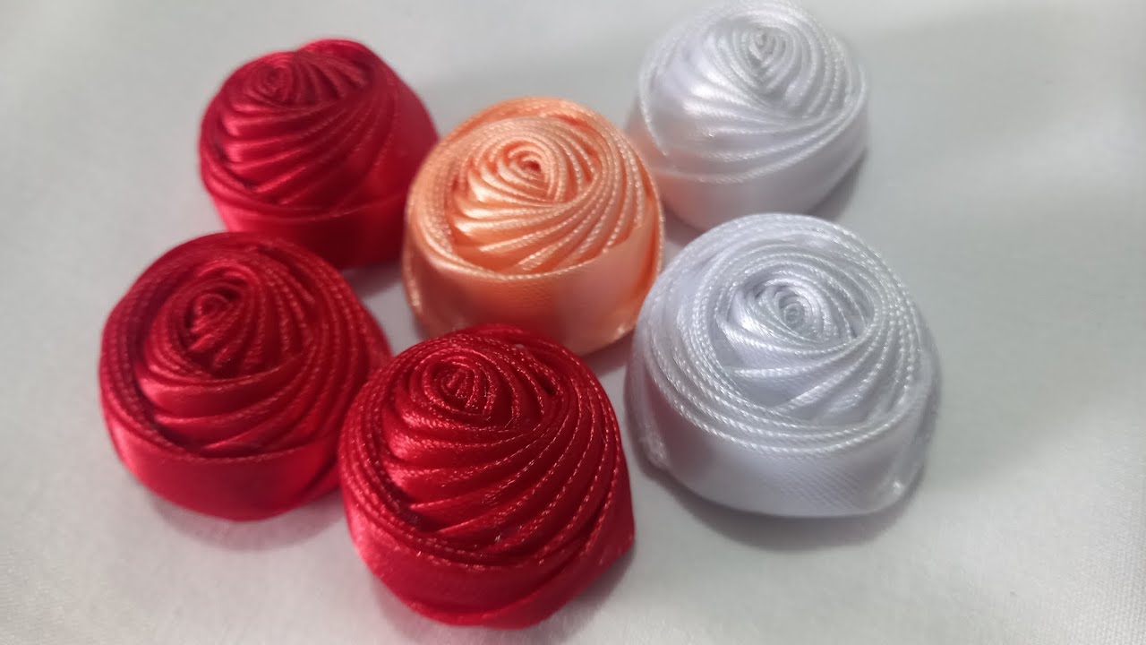 how to make a rosebud sateen ribbon/diy membuat bunga kincir dari pitq ...