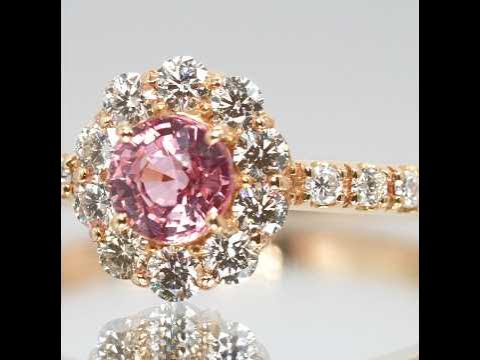 パパラチアサファイア ダイヤモンドリング PDS 0.47ct D 0.36ct K18PG GIA鑑別書付 Padparadscha Sapphire Diamond Ring - YouTube