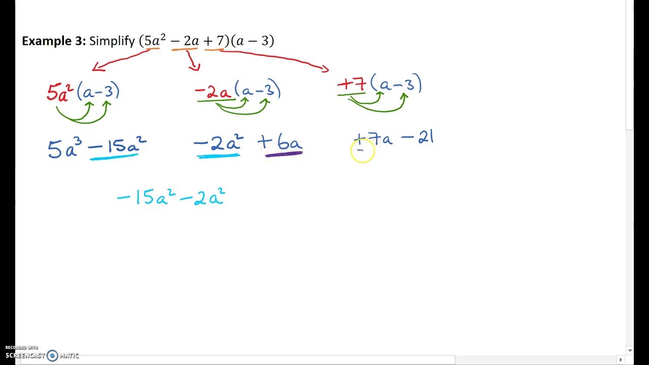 Multiplying Polynomials by Distribution, Example 3 - YouTube