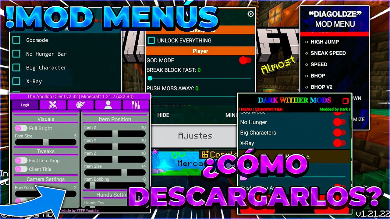 CUÁL ES EL MEJOR MOD MENÚ? y CÓMO DESCARGARLOS | MCPE Hacks - YouTube
