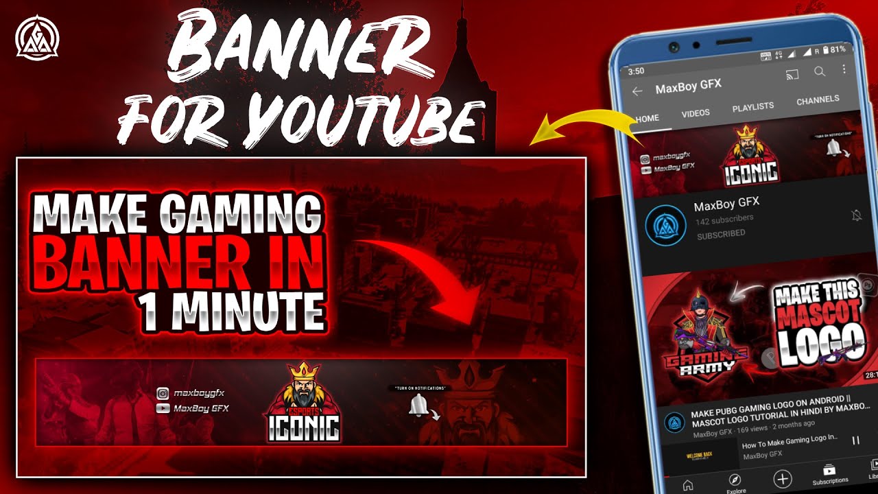 How To Make Gaming Banner In 1 Minute || Make Banner For Gaming Channel ...