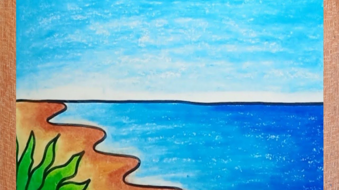 How to draw sea beach scenery step by step |Drawing easy scenery - YouTube