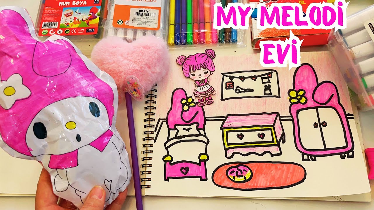 PAPER DIY / MY MELODY HOUSE DRAWING / EASY DRAWING #mymelody #krome # ...