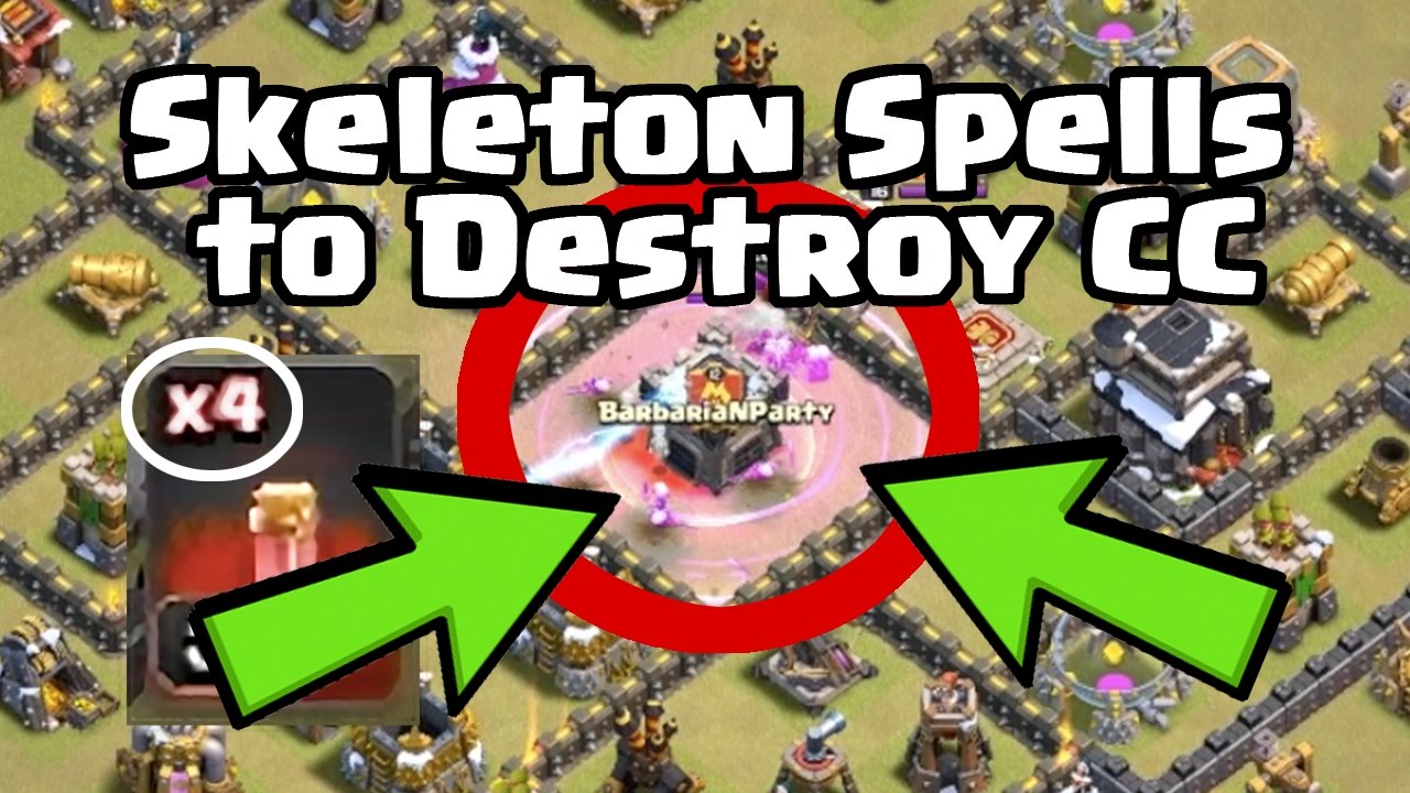 Using Skeleton Spells to Eliminate the Clan Castle | Clash of Clans War ...