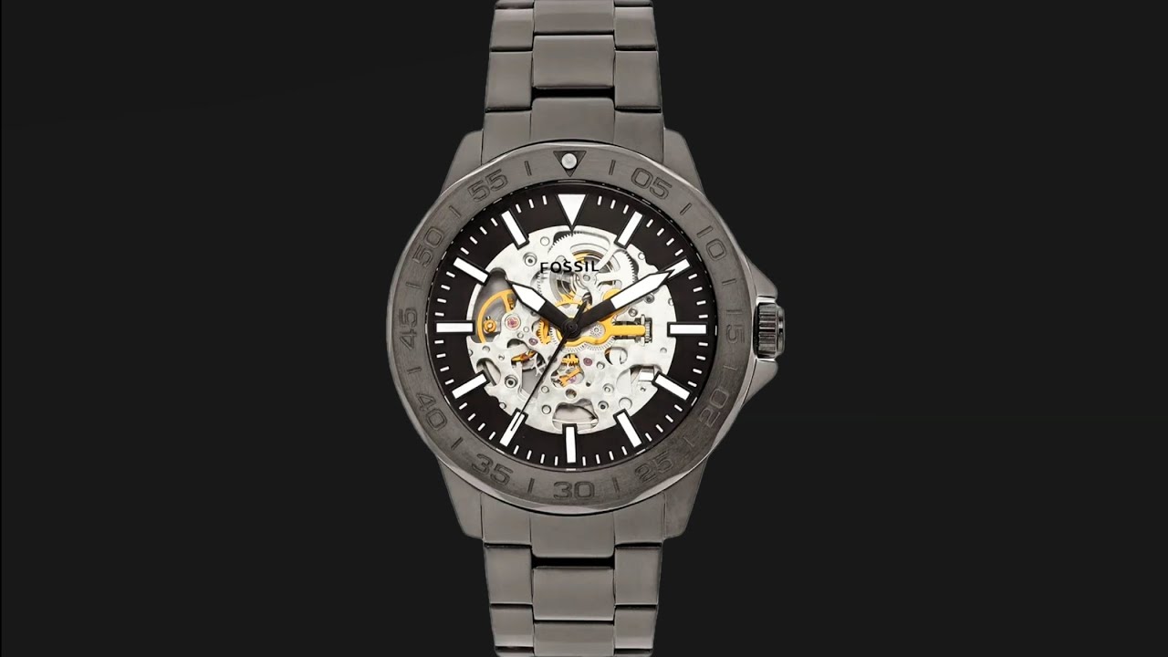 Fossil Automatic Analog Black Dial Black Stainless Steel Body Men's ...